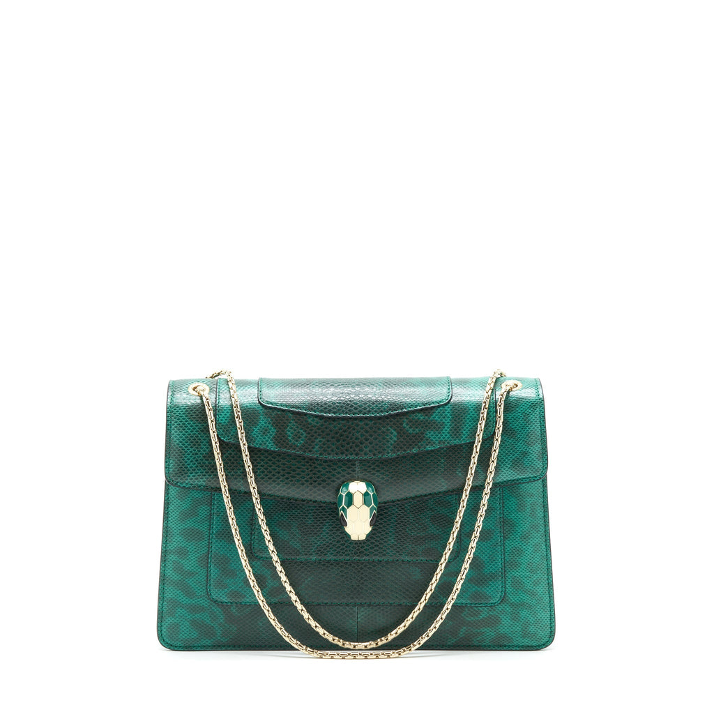 BVLGARI SERPENTI FOREVER SHOULDER BAG FOREST EMERALD GREEN SHINY KARUN ...